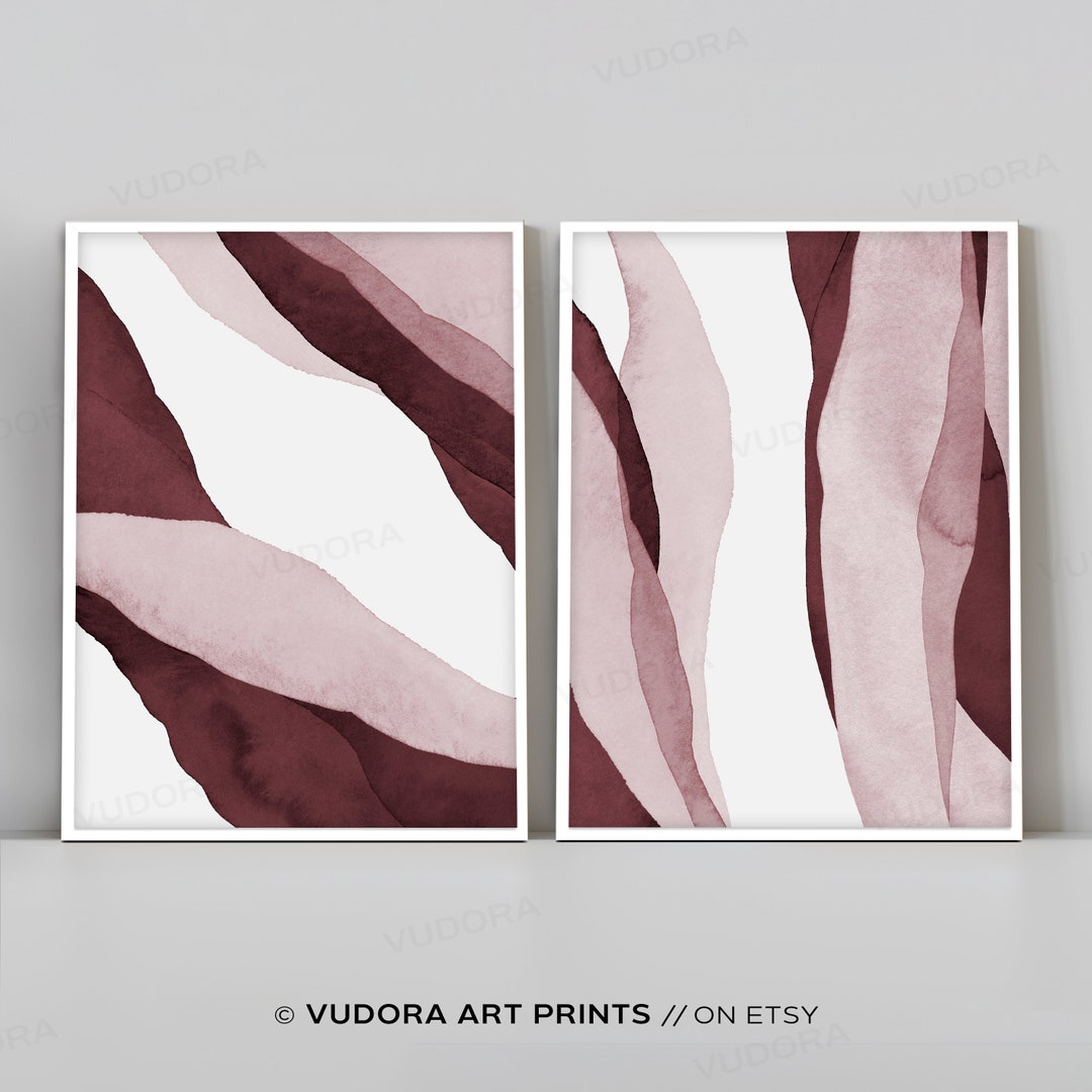 Burgundy Wall Art, Set of 2 Wall Art, Geode Wall Art, Prints Wall Art ...