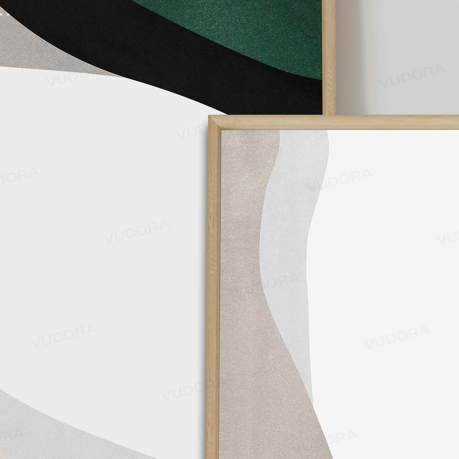 2 Piece Mid Century Forest Green Wall Art Poster Print, Large Emerald ...
