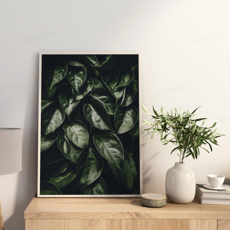 Digital Download Set of 2 Wall Art Green Leaves Poster Tropical Leafs ...