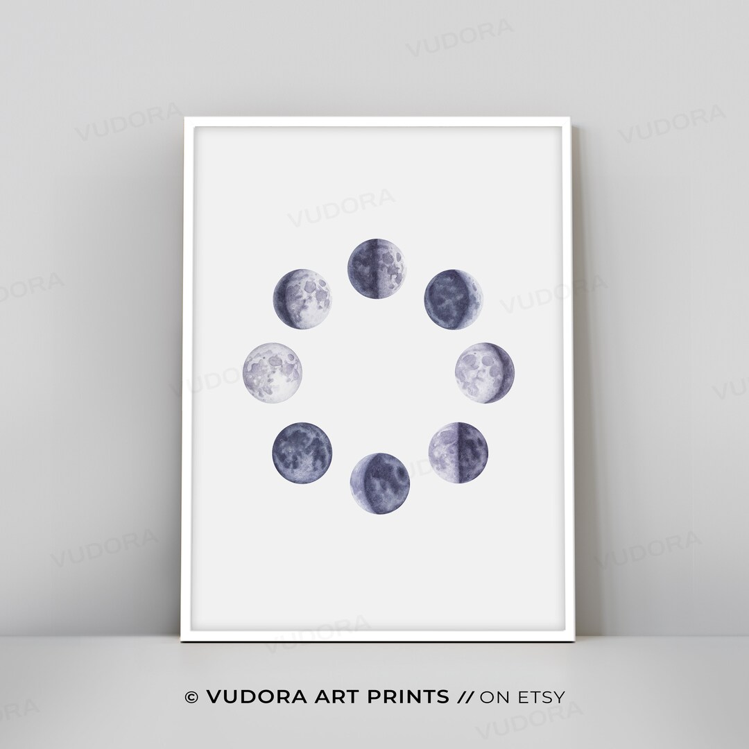 Minimalist Moon Poster, Moon Phases Wall Art, Moon Phases Digital ...