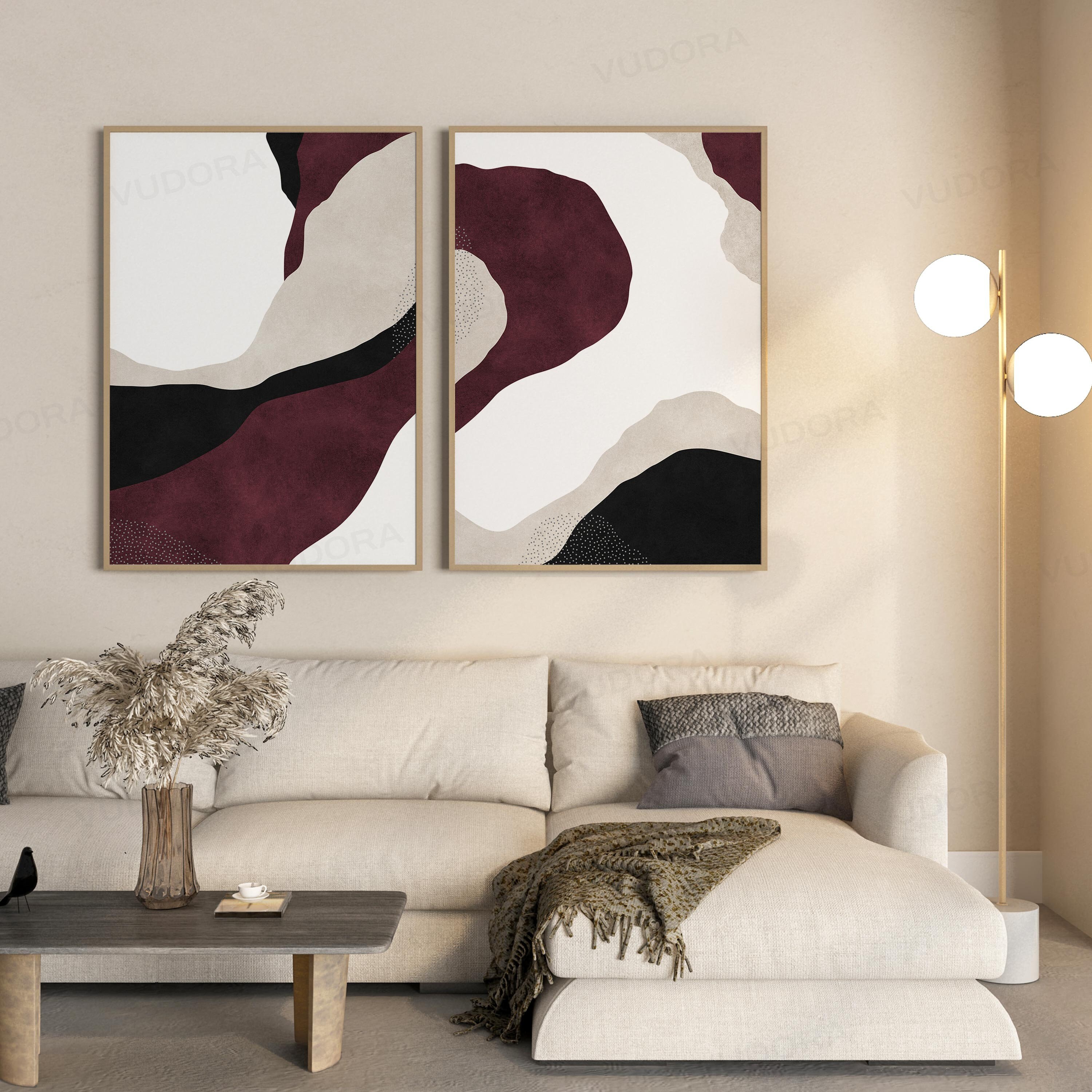 3 Piece Wall Art, Dark Red Wall Art, Printable Wall Art, Set of 3 ...