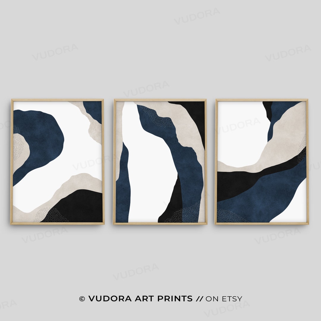 3 Piece Wall Art, Blue Wall Art, Printable Wall Art, Printable Blue Art ...