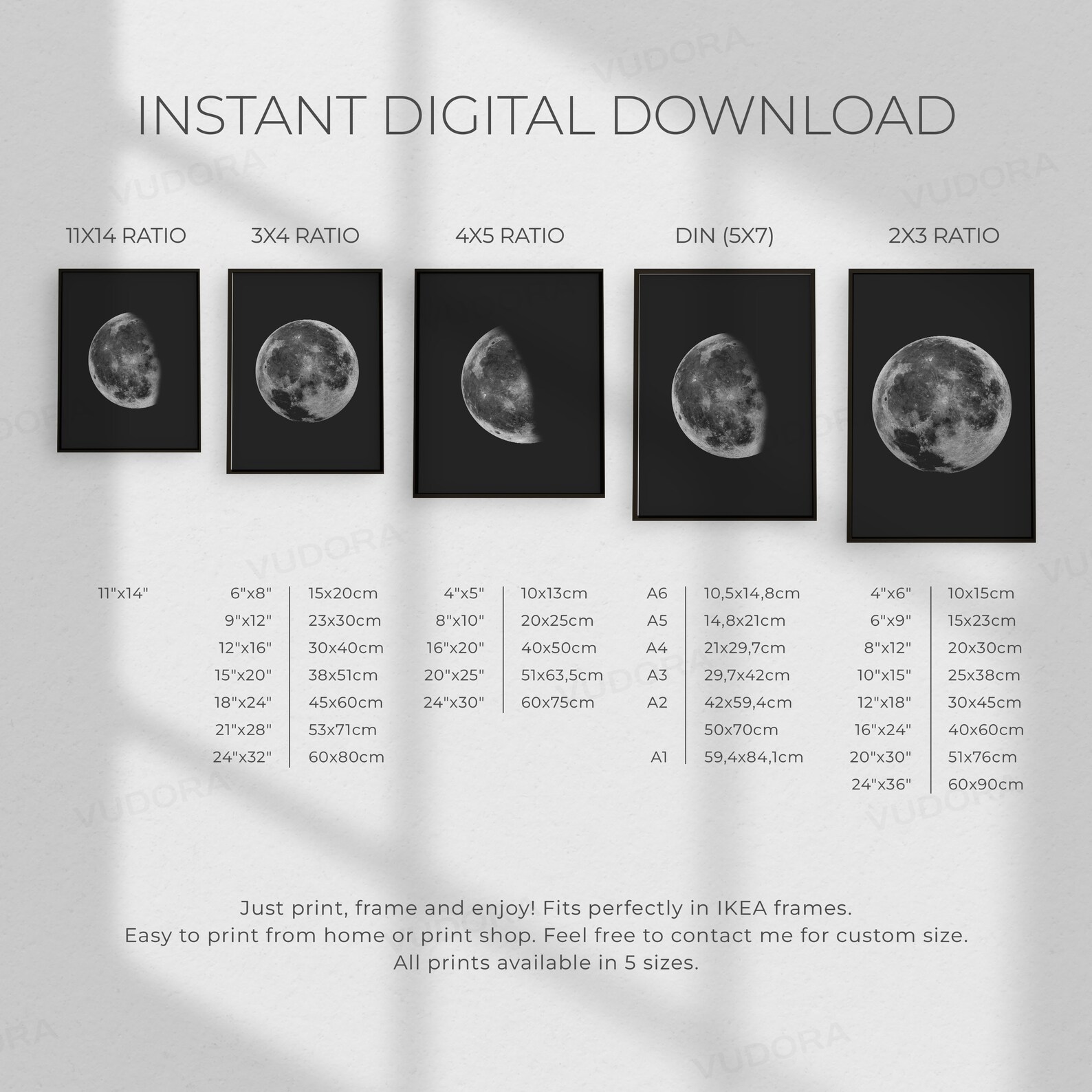 Minimalist Moon Art, Modern, Poster, Wall Art, Printable, Digital ...