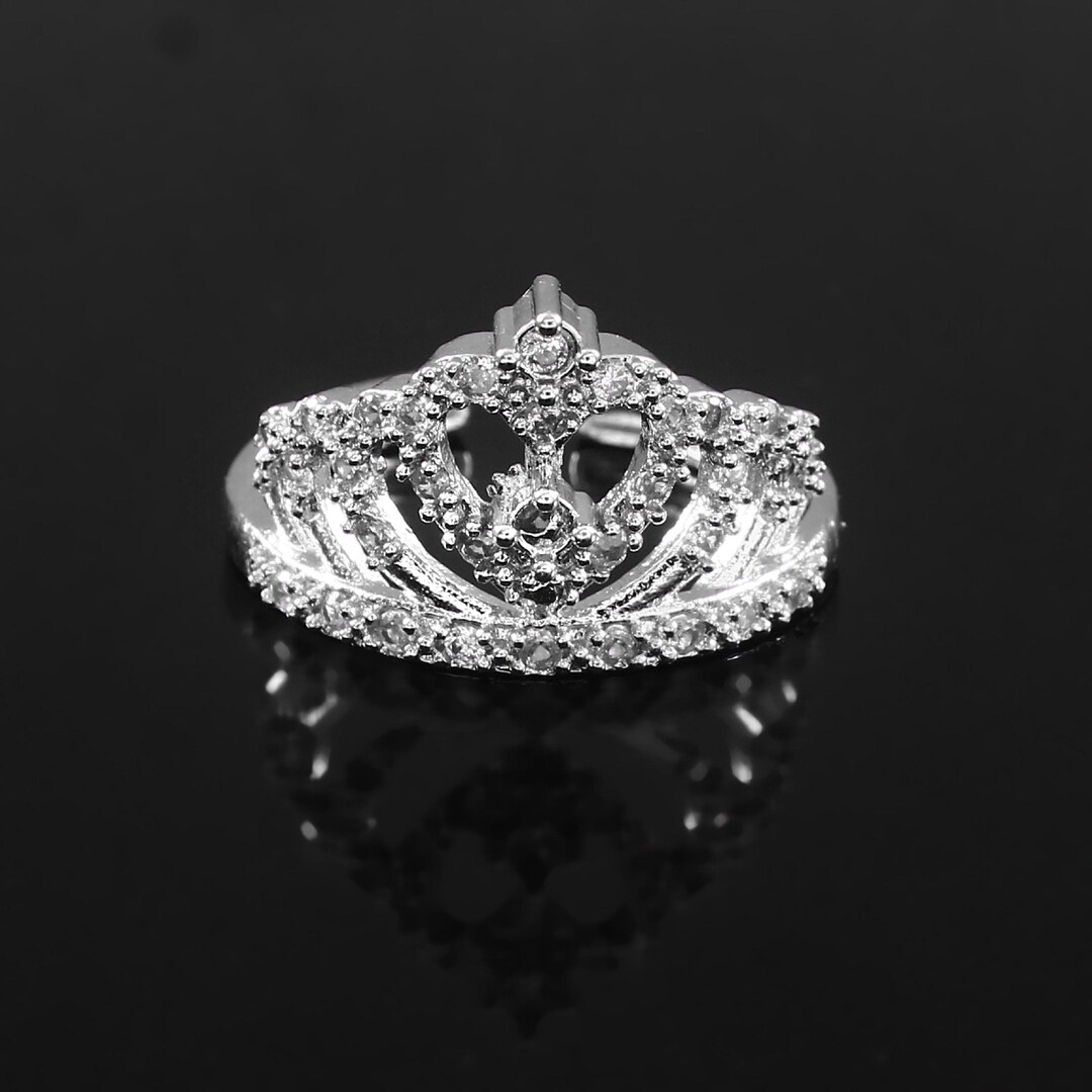 Crown Design Ring, American Diamond Ring, Statement Ring, Cubic Zircon ...
