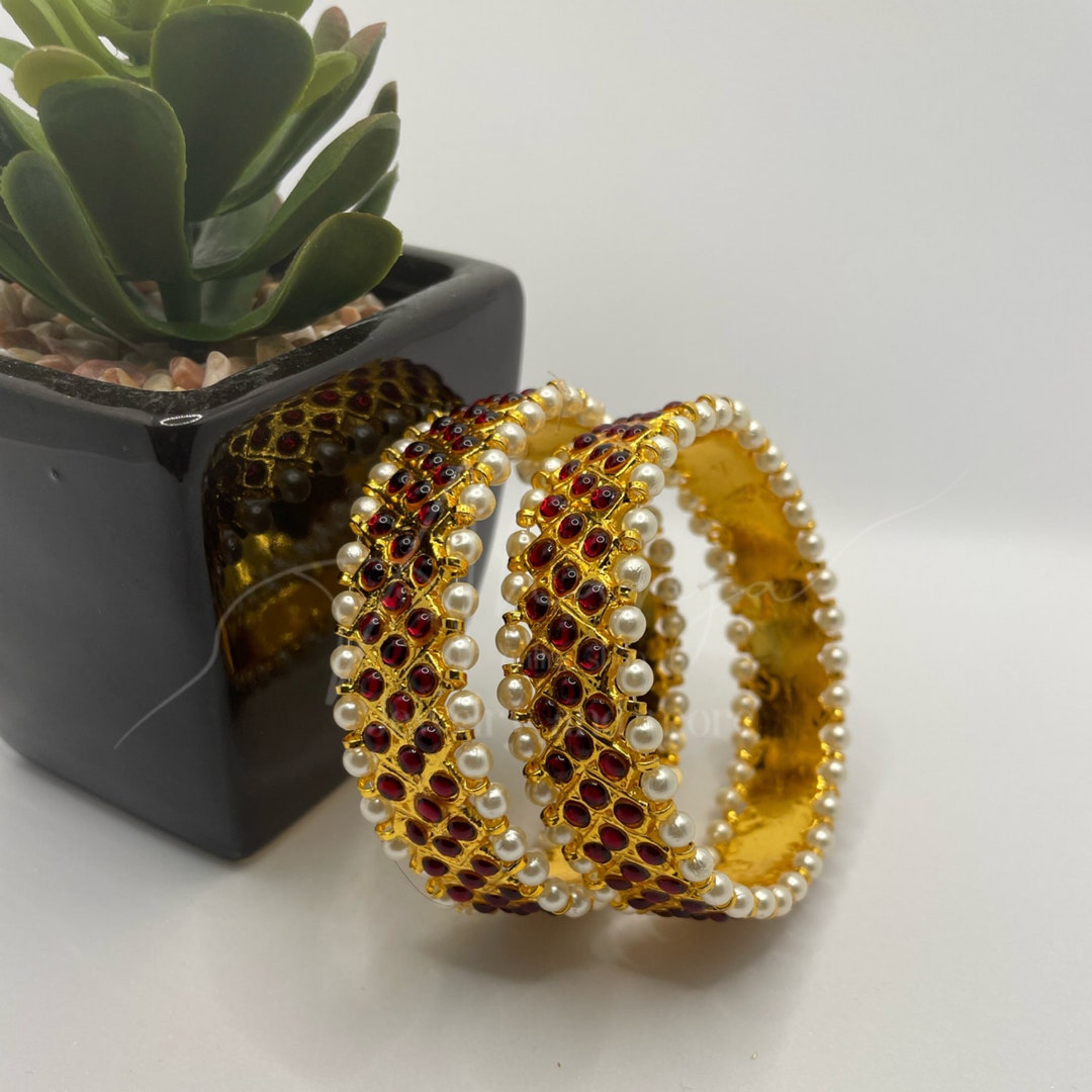 Kemp Bangles - Triple Lined With Pearls - Handmade Jewelry - Premium ...