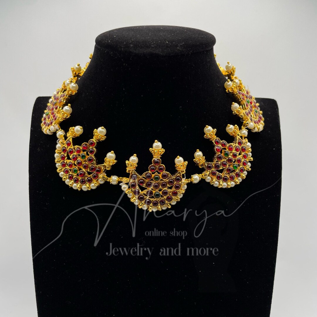 Maythili - Handmade Indian Traditional Kemp Jewelry - Moon Motif ...