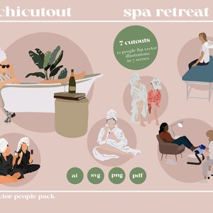 Spa Retreat Architectural Cutout Flat Vector People - Etsy
