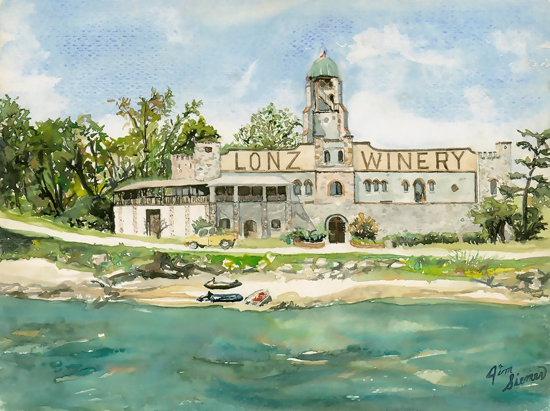 Lonz Winery, Lake Erie Watercolor, Lake Erie Art, Middle Bass Island - Etsy
