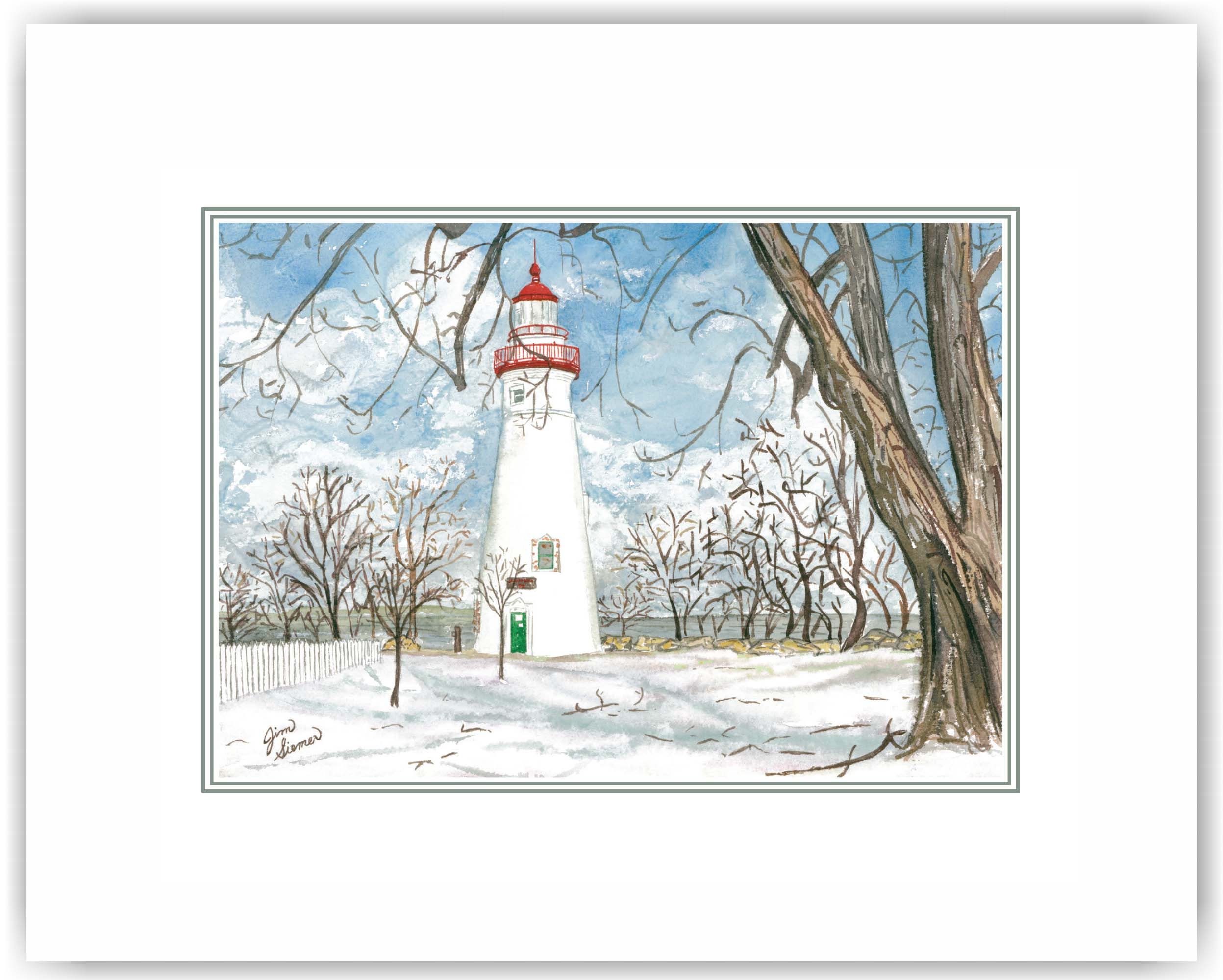 Marblehead Lighthouse in Winter, Marblehead Lighthouse, Lake Erie Art ...