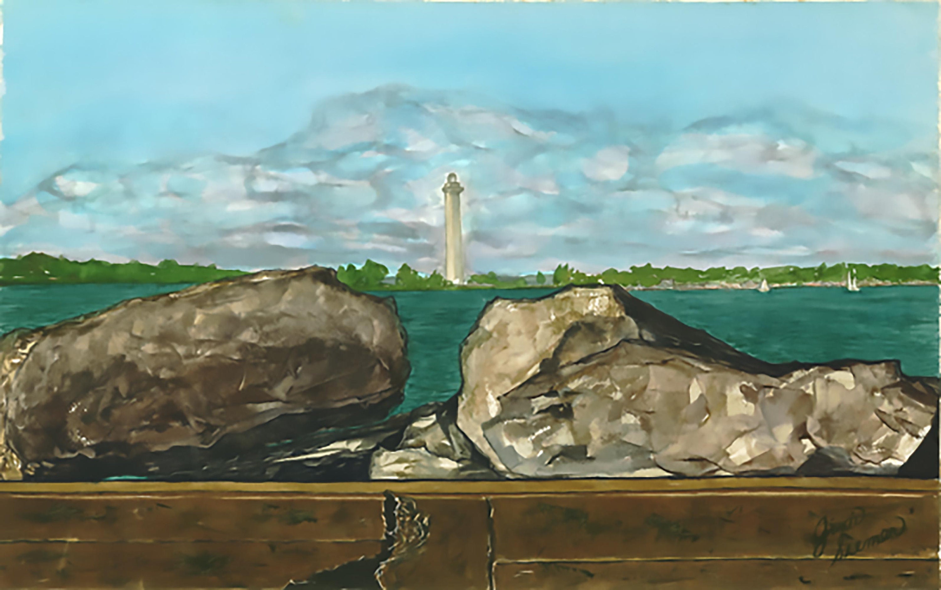 Perry's Monument From Middle Bass Island, Lake Erie Watercolor, Middle ...