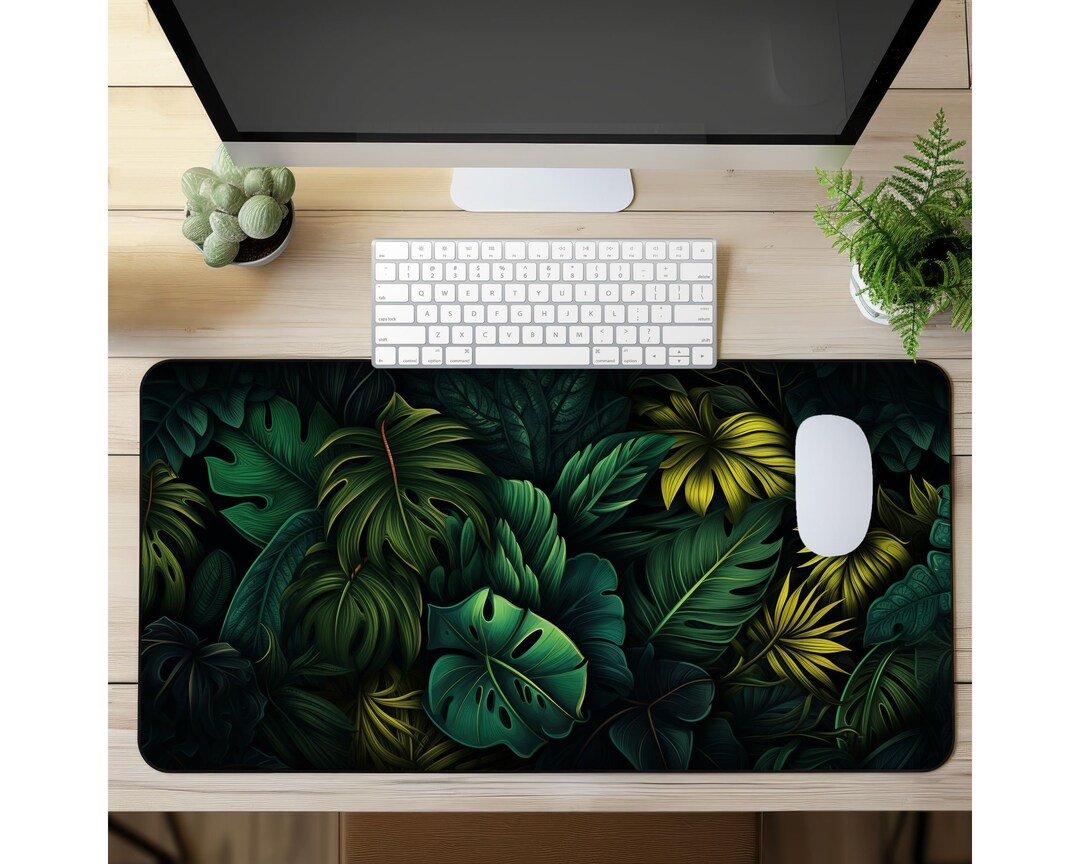 Cottagecore Dark Green Desk Mat | Botanical Desk Mat | Cute Jungle ...