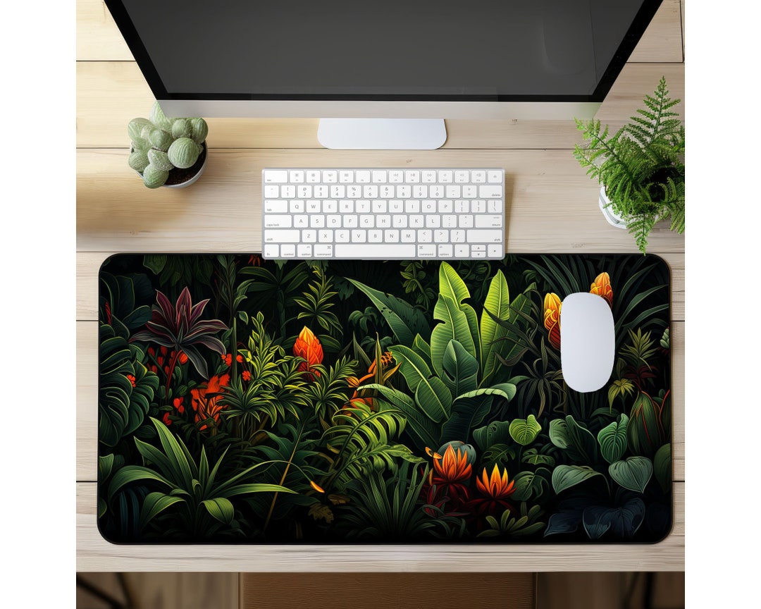Cottagecore Dark Green Jungle Desk Mat | Botanical Desk Mat | Forest ...