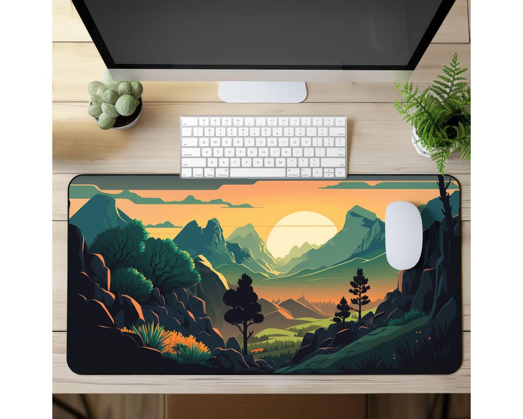 Nature Landscape Desk Mat | Beautiful Sunset Desk Mat | Mountain View ...