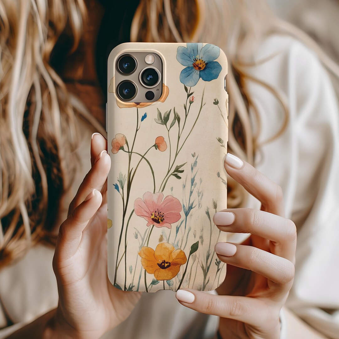 Vintage Watercolor Wildflowers Aesthetic Tough iPhone 16 Pro Case ...