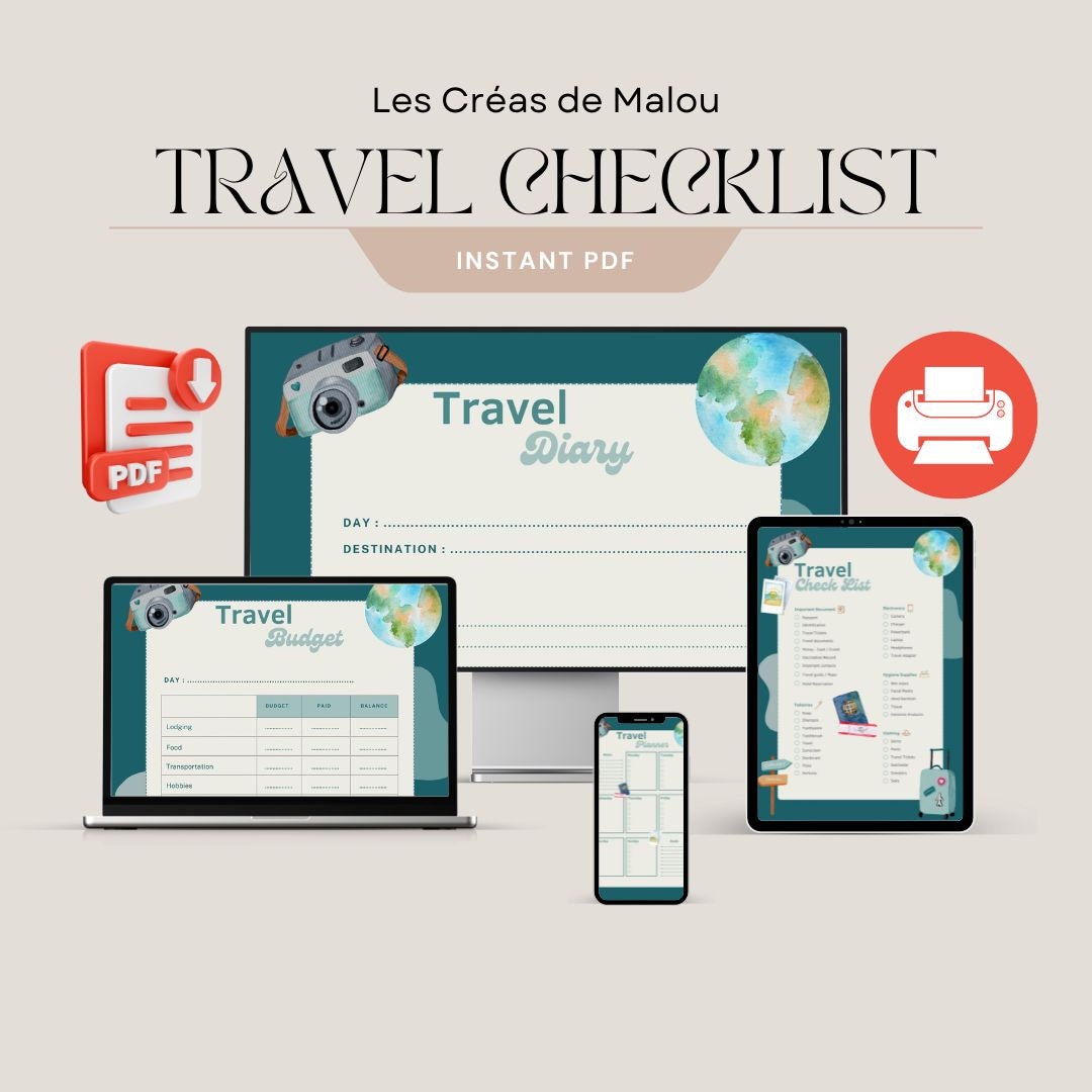 Downloadable and Printable Travel Checklist PDF: Stay Organized On-the ...