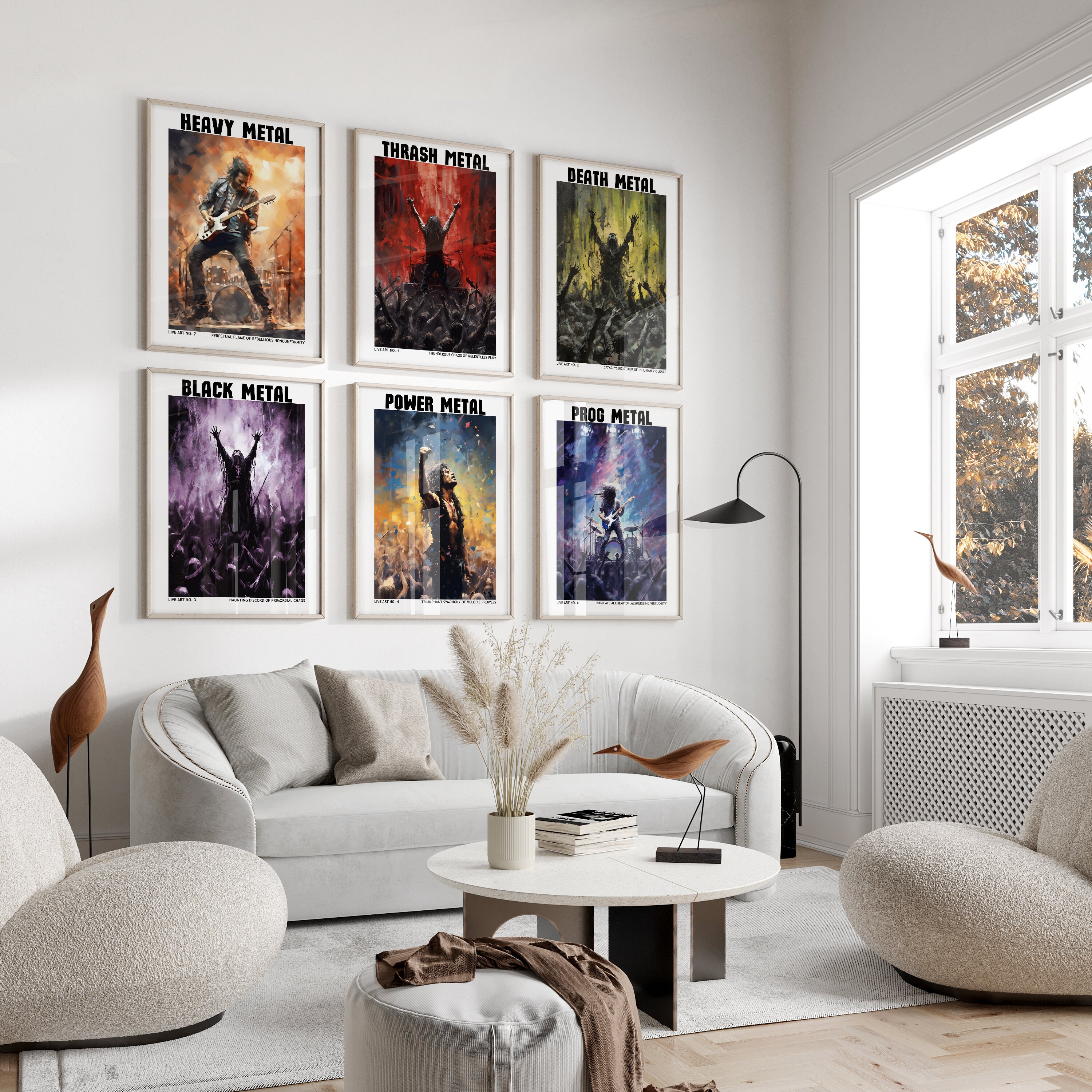 Heavy Metal Gallery Wall Art Set Hard Rock Music Gift Prints Birthday ...