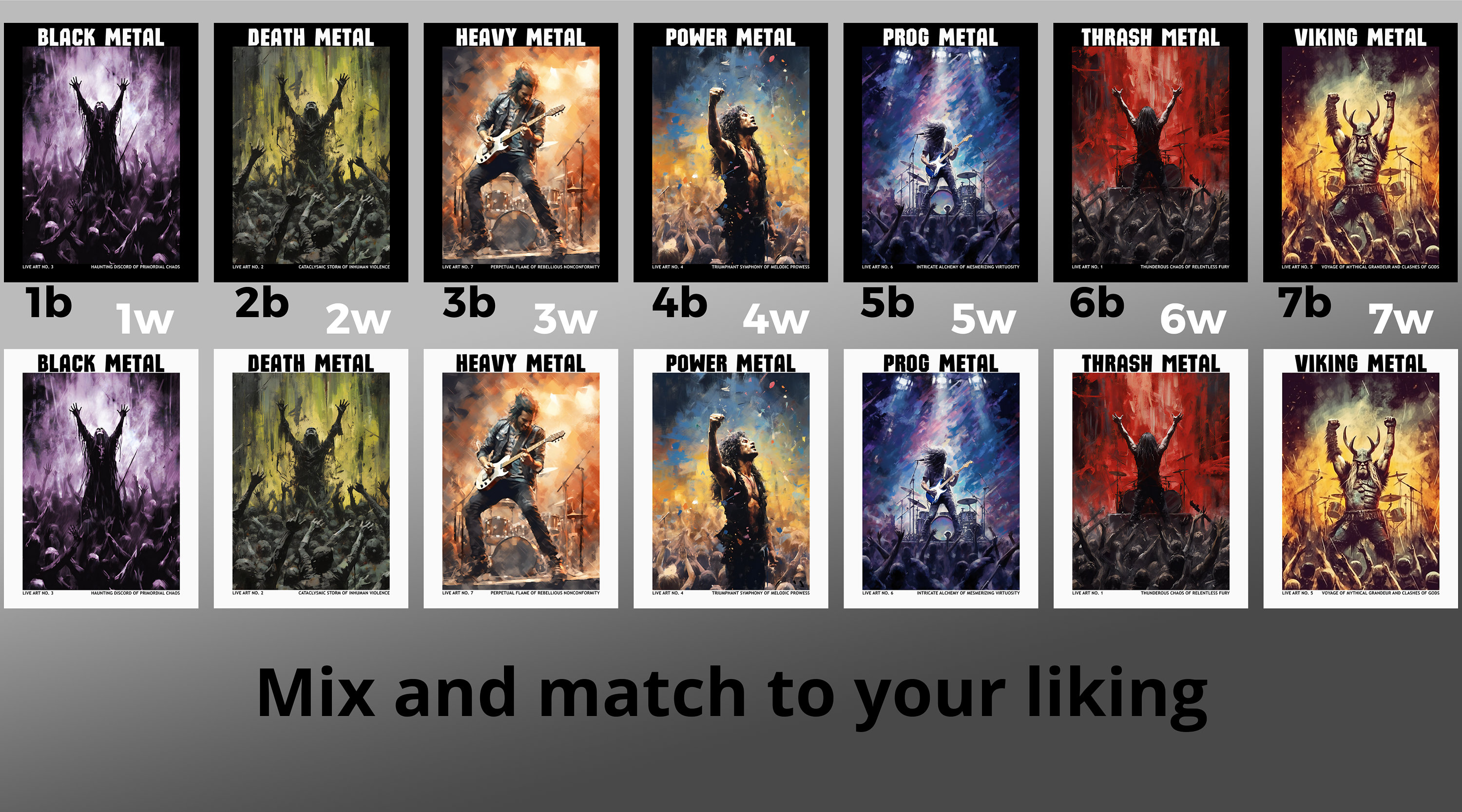 Heavy Metal Gallery Wall Art Set Hard Rock Music Gift Prints Birthday ...