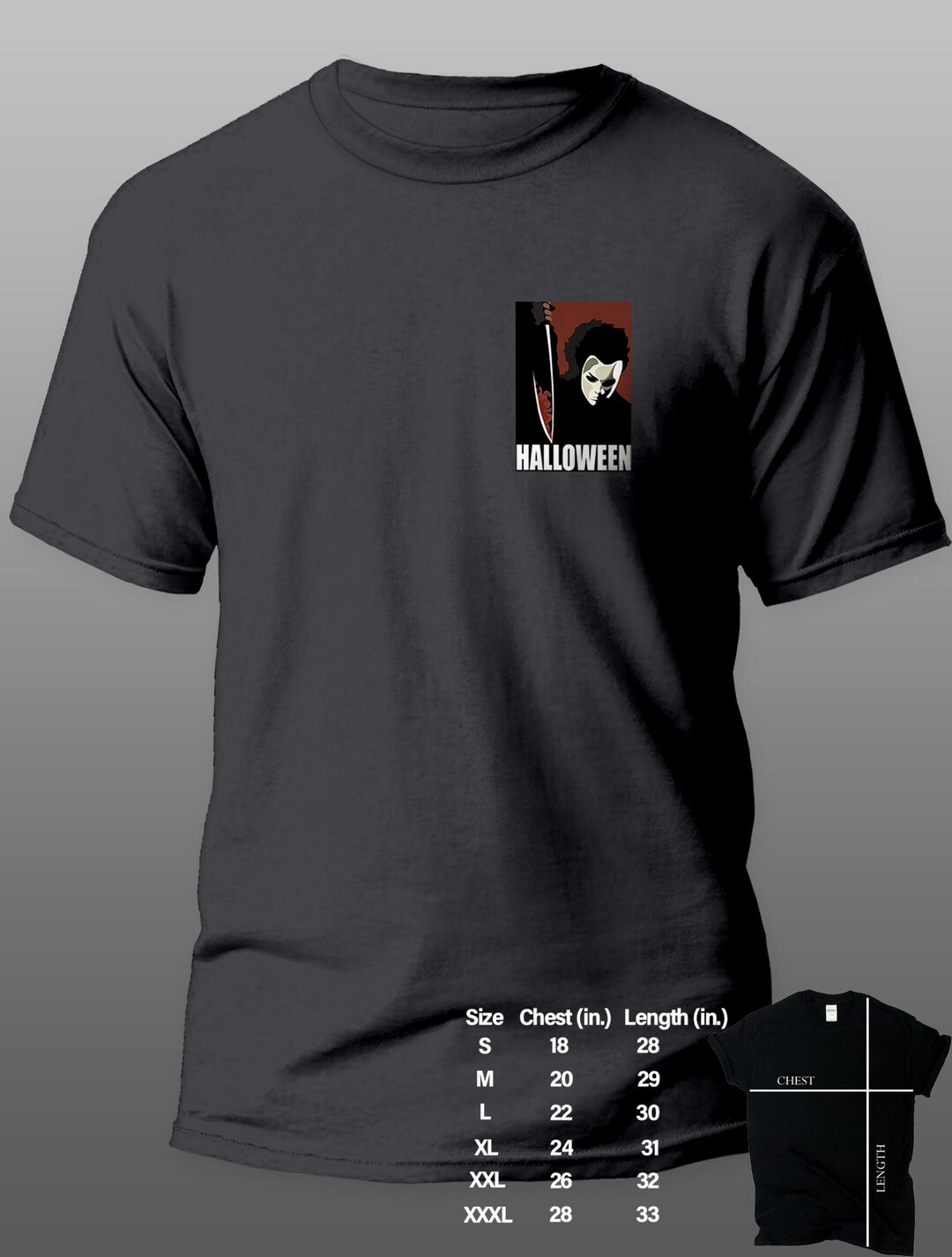 Creepy Masked Figure Halloween T-shirt: Dark Gothic Horror Graphic Tee ...