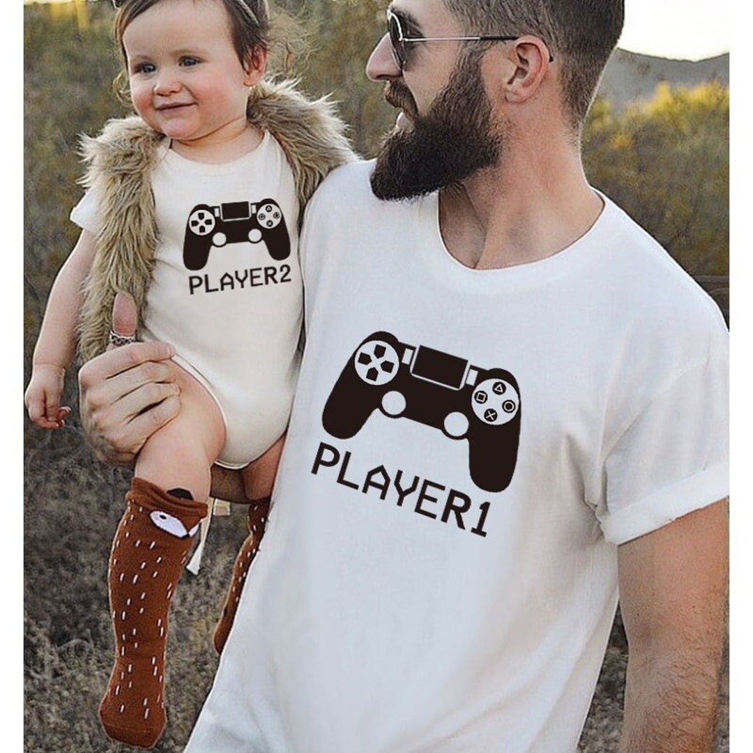 Family Look Father and Son Family Matching Clothes Player 1 Player 2 T ...
