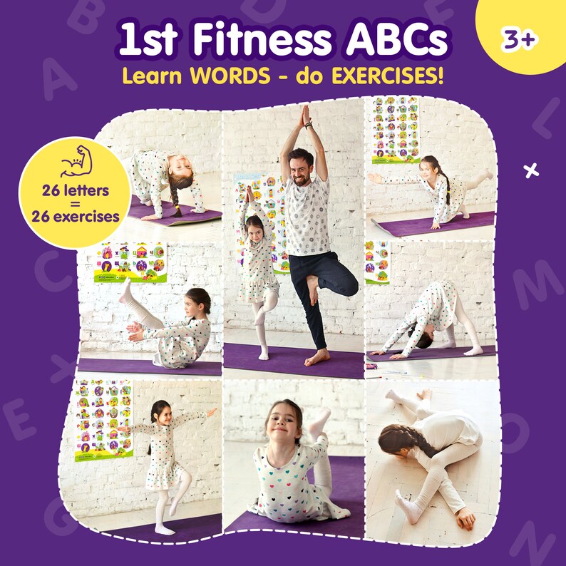 Abcs Poster Kids Room Decor Kids Alphabet With Letters & Exercises ...