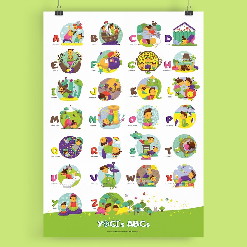 Abcs Poster Kids Room Decor Kids Alphabet With Letters & Exercises ...