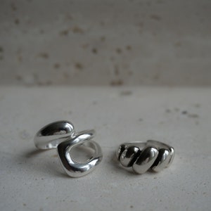 Chunky Silver Thick Ring, Bulky Geometric Thumb Ring, Edgy Stackable ...