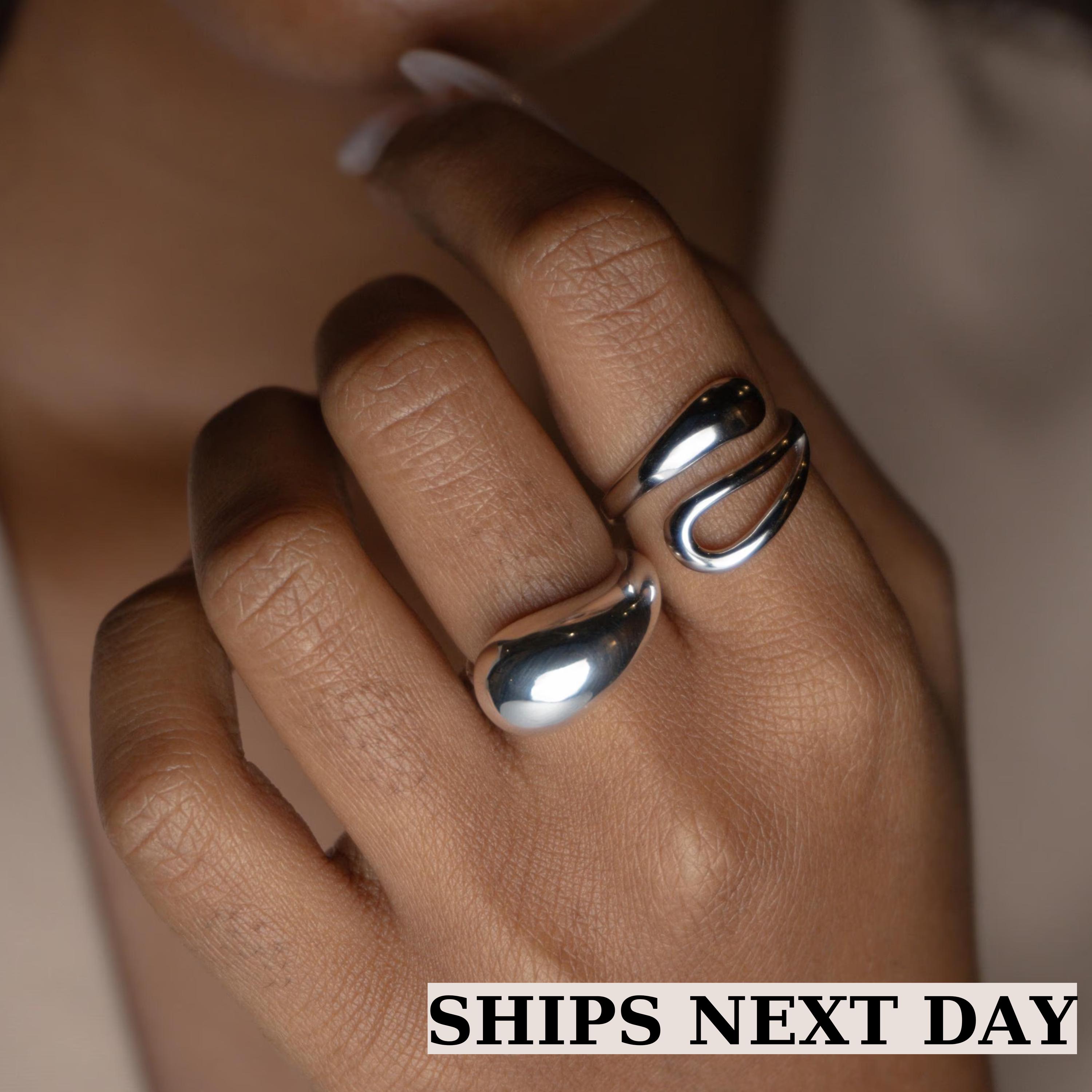 Women's Thick Chunky Silver Rings: Unique Bold Eccentric Jewelry ...