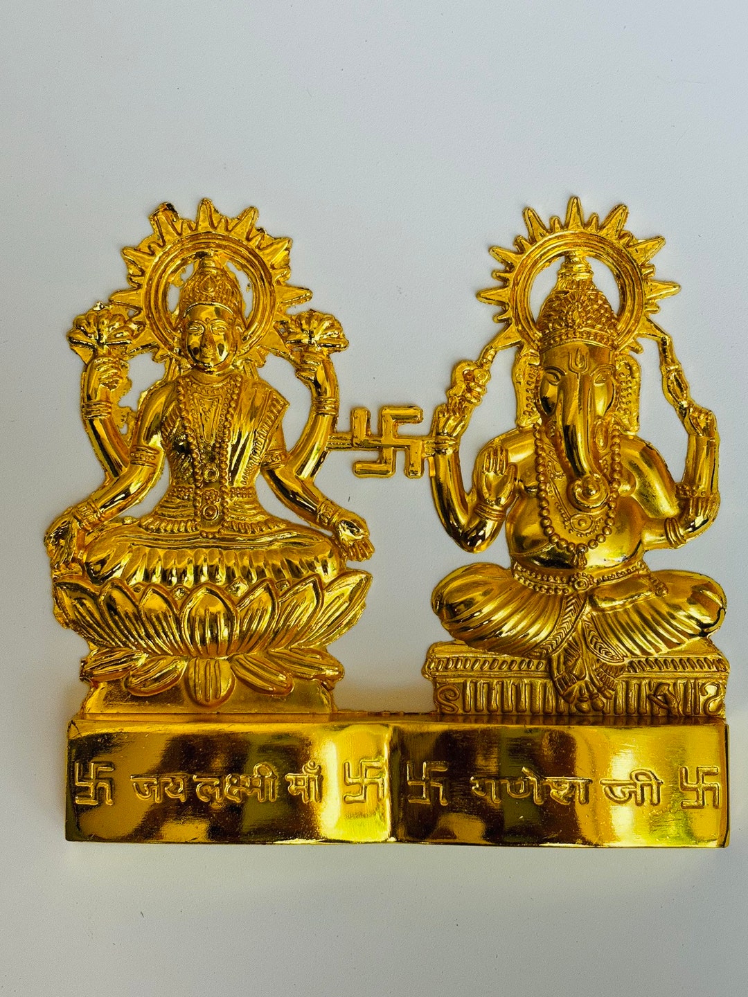 Ganesha Lakshmi Statue Golden Lakshmi Ganpati Murti, Shree Shri Laxmi ...