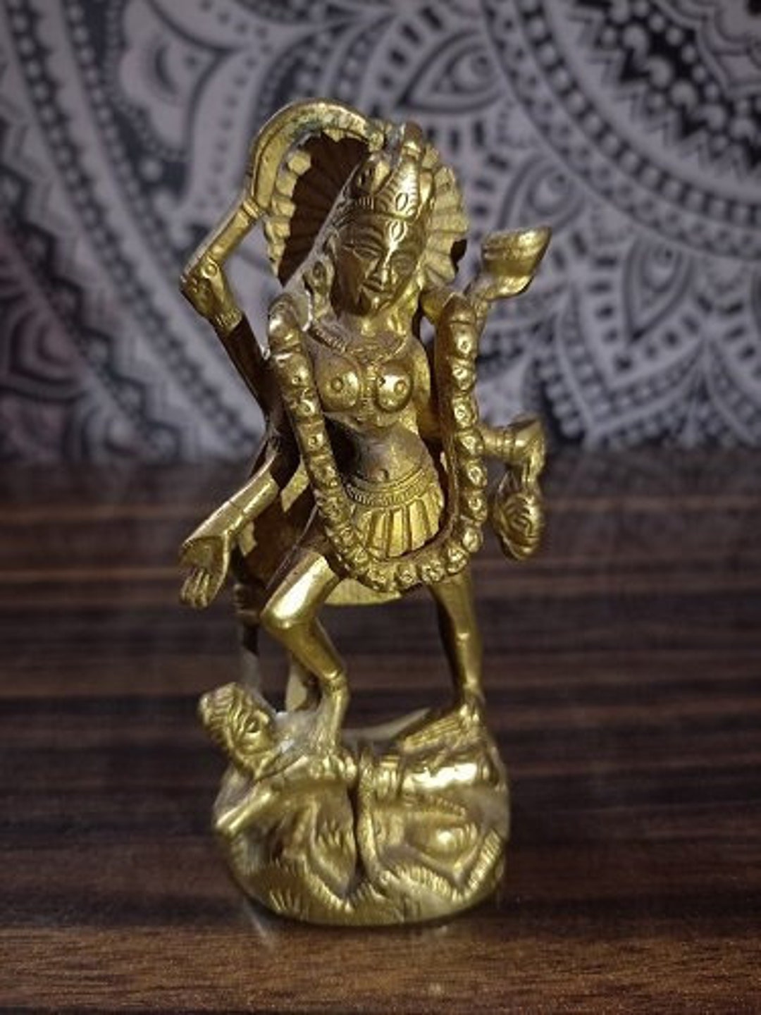 Brass Vintage Goddess Maa Kali Statue Religious Figurines Mahakali Idol ...