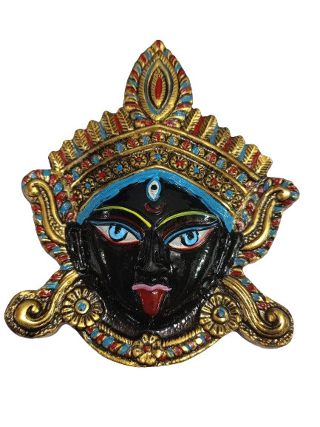 Maa Kali Face Statue 7 Mix Metal Goddess Kalika Faced Wall Hanging Devi ...