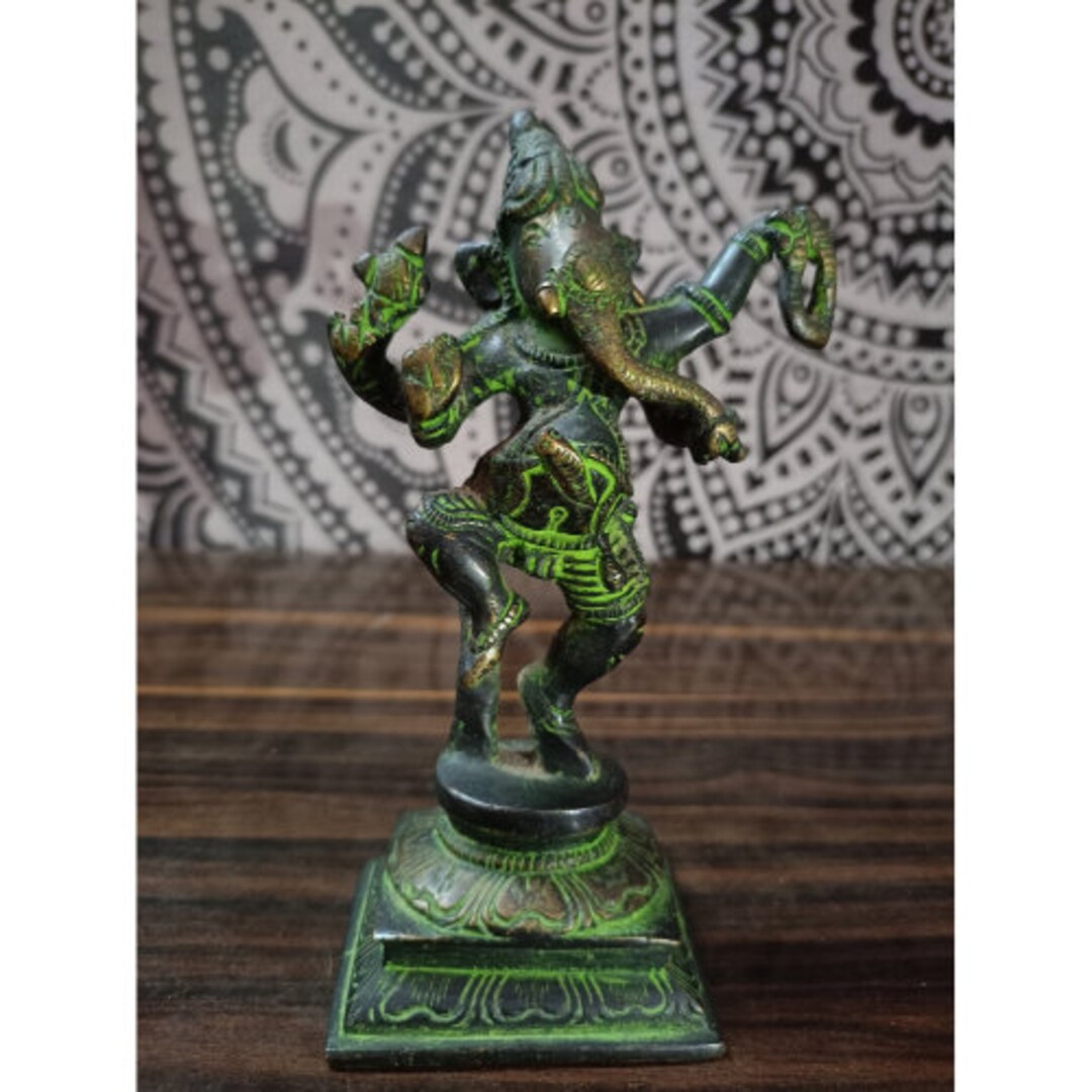 Vintage Brass Kalinga Ganesh Statue Bronze Dancing Ganesha, Hindu God ...