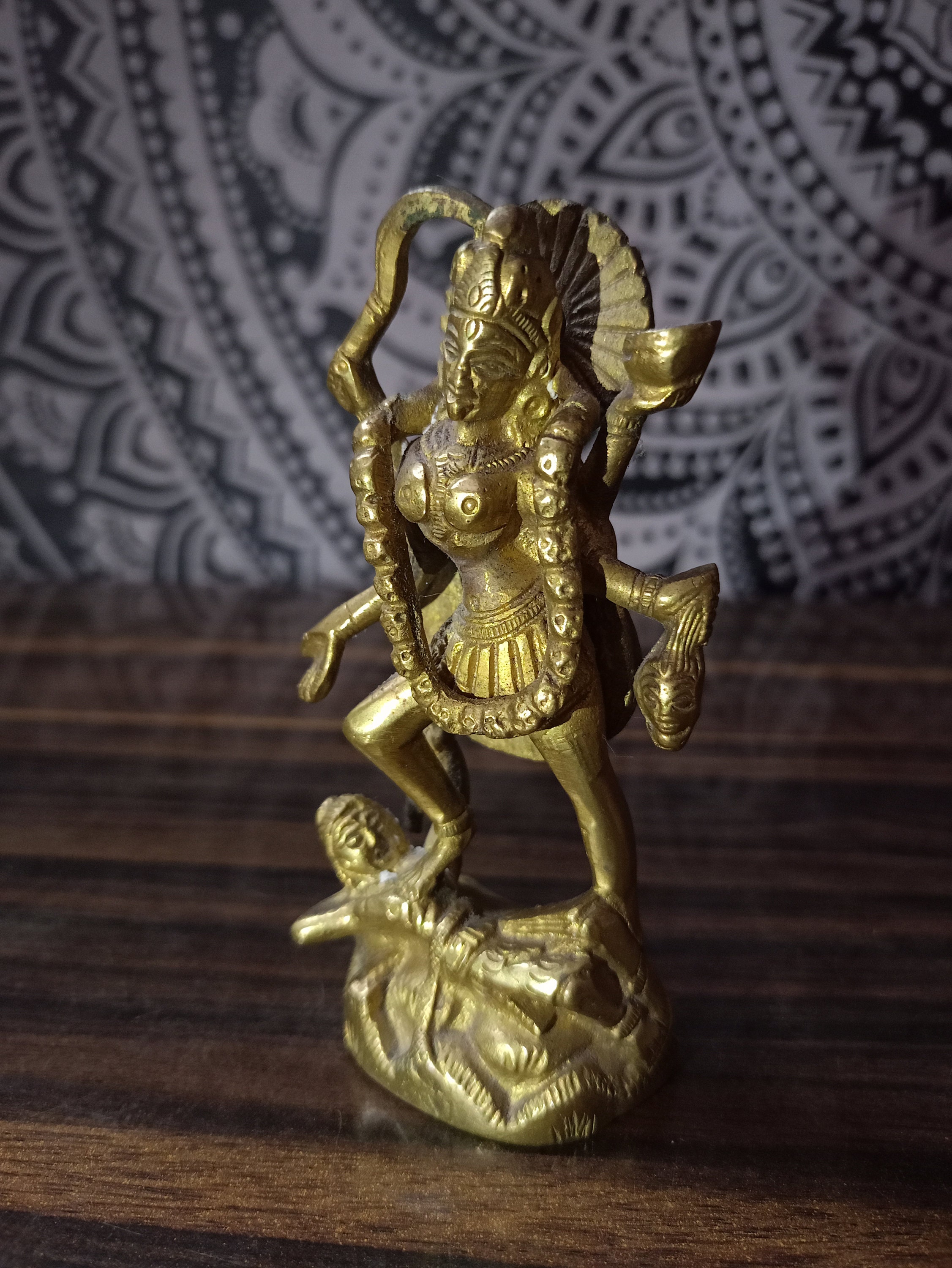 Brass Vintage Goddess Maa Kali Statue Religious Figurines Mahakali Idol ...