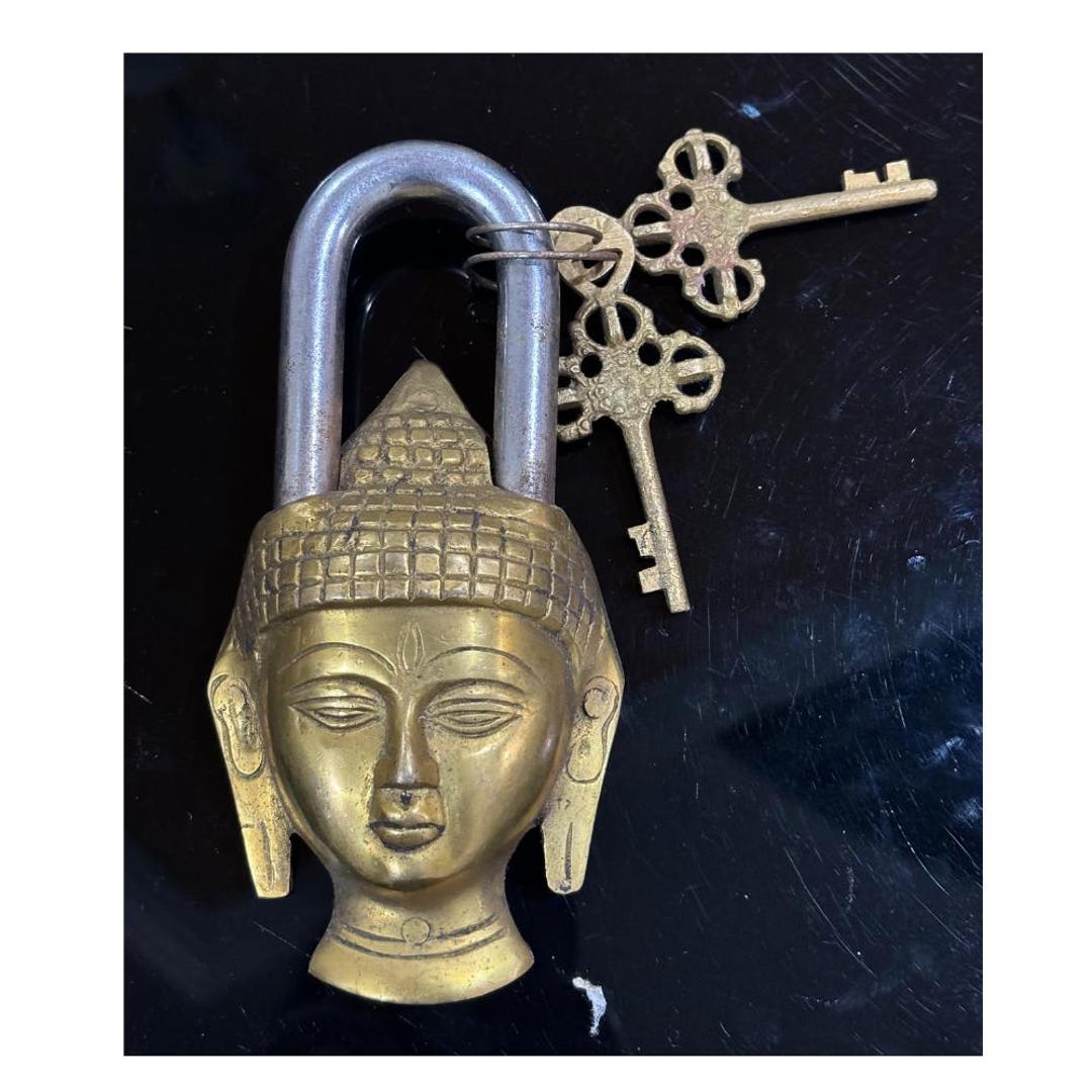Brass Buddha Face Padlock: Vintage Style Door Lock With Keys - Etsy