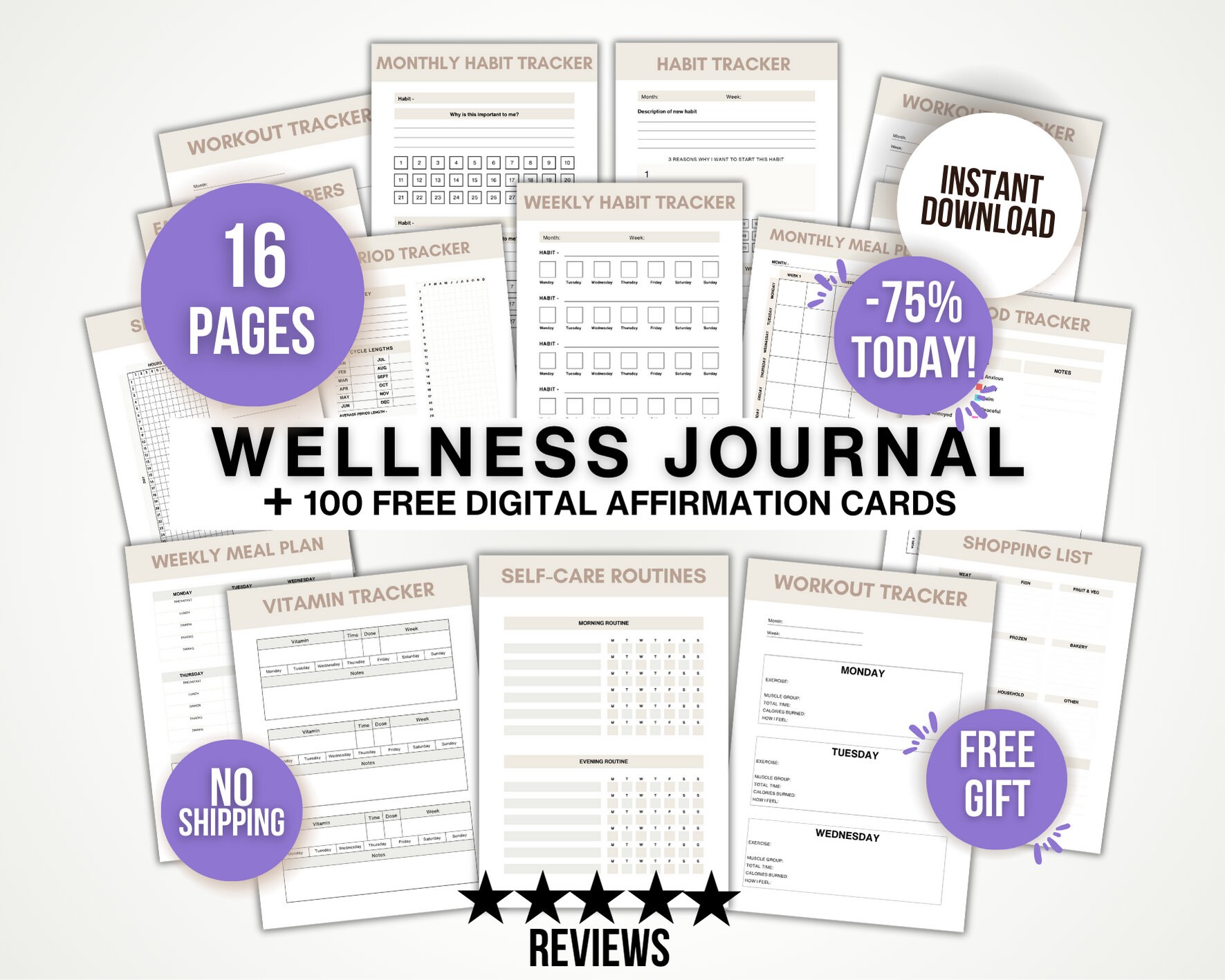 Printable Wellness Journal, Wellness Journal Printable, Self Care ...