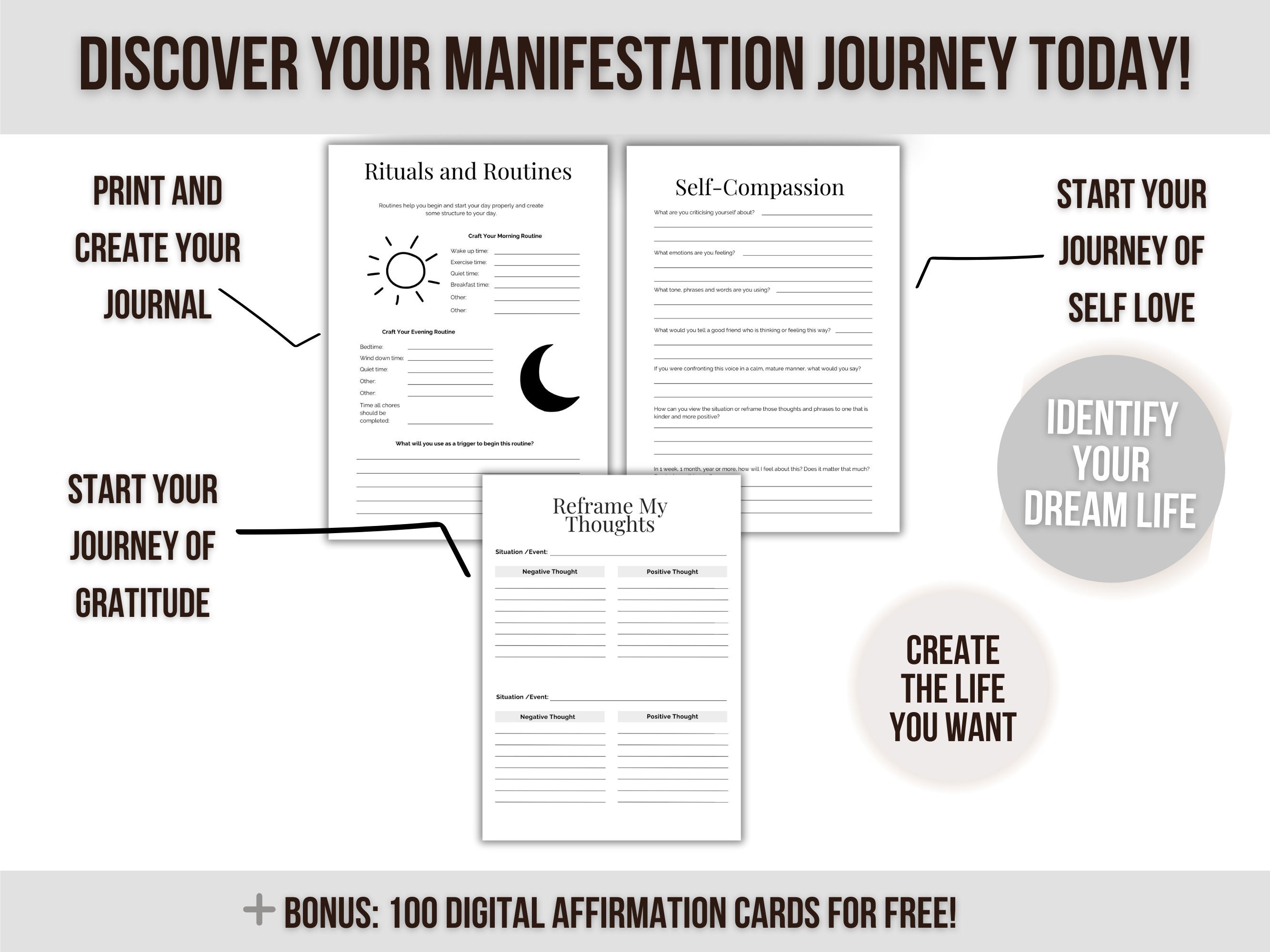 Printable Gratitude Journal, Gratitude Journal, Daily Mindfulness ...