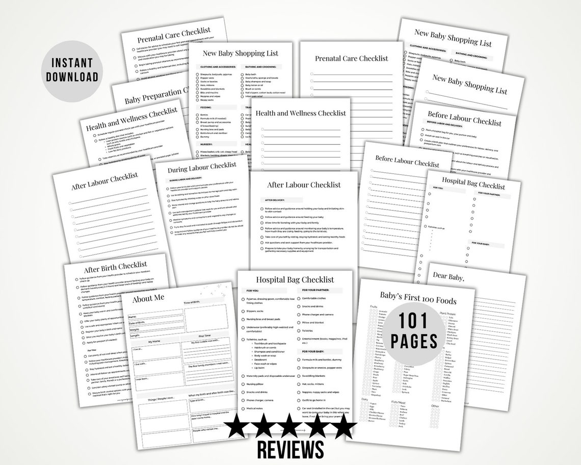 Printable Pregnancy Checklists, Maternity Planner, Printable Baby Prep ...