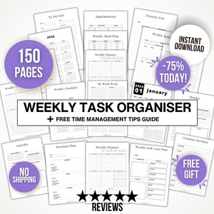 Weekly Task Organiser Printable, Weekly Task Printable, Weekly ...