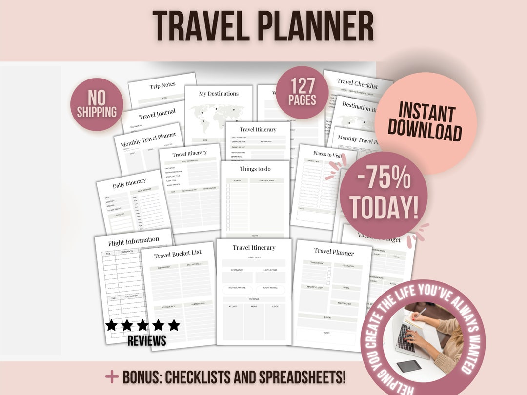 Printable Travel Checklist, Vacation Planner, Printable Packing List ...