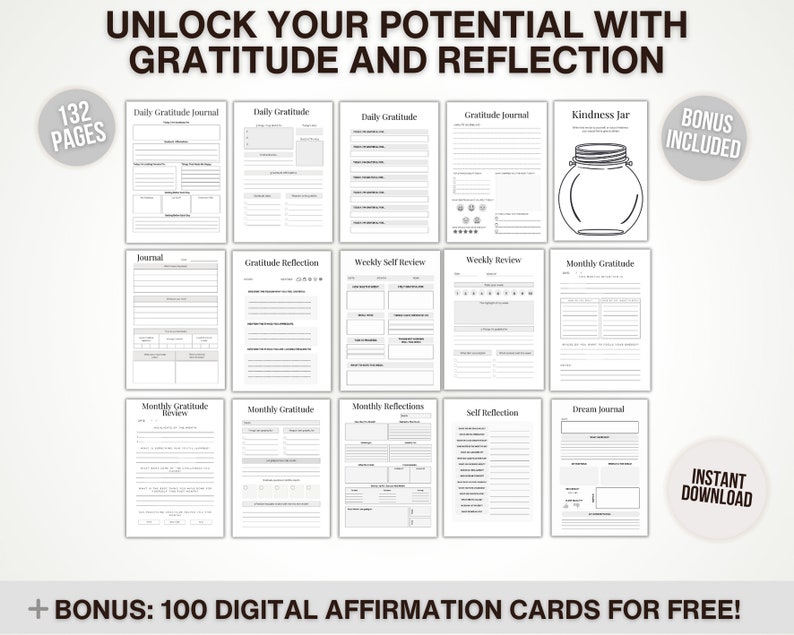 Printable Gratitude Journal, Gratitude Journal, Daily Mindfulness ...