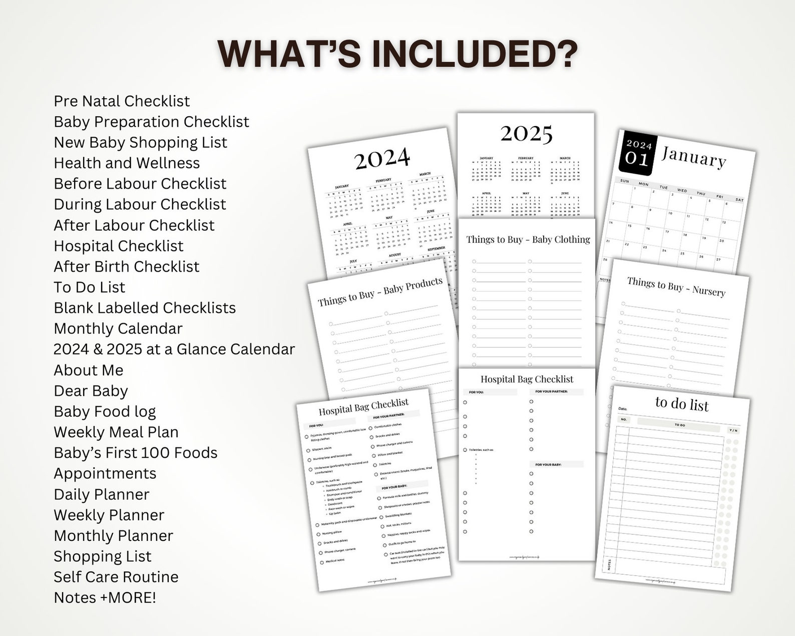 Printable Pregnancy Checklists, Maternity Planner, Printable Baby Prep ...