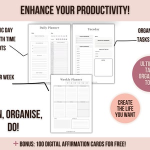 Weekly Planner Printable, Task Organizer Printable, Weekly Agenda ...