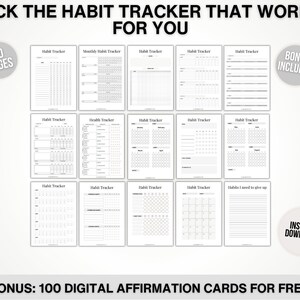Minimalist Habit Tracker Bundle Printable, Set of Printable Habit ...