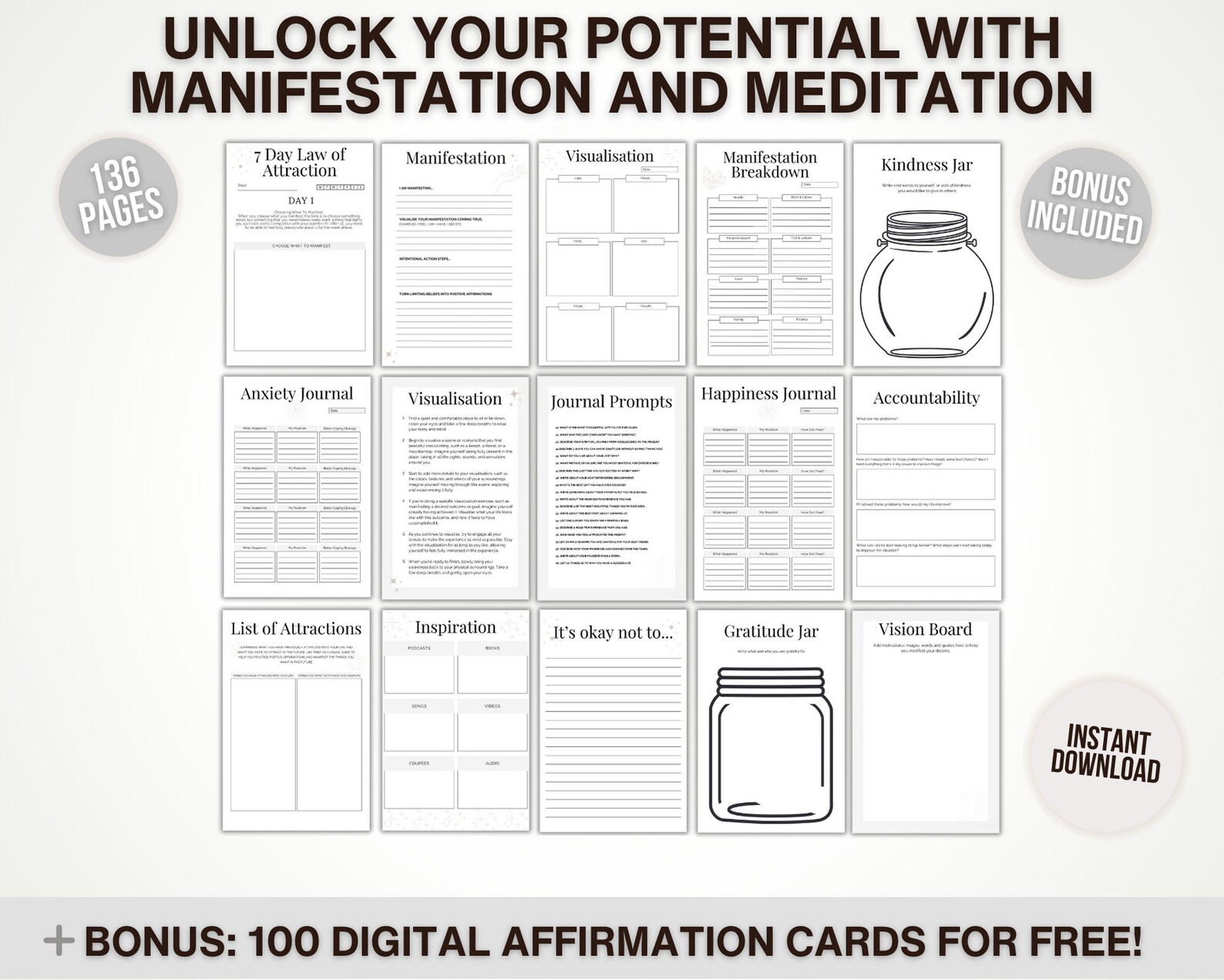 Printable Manifestation Journal Printable Manifestation Workbook, Law ...