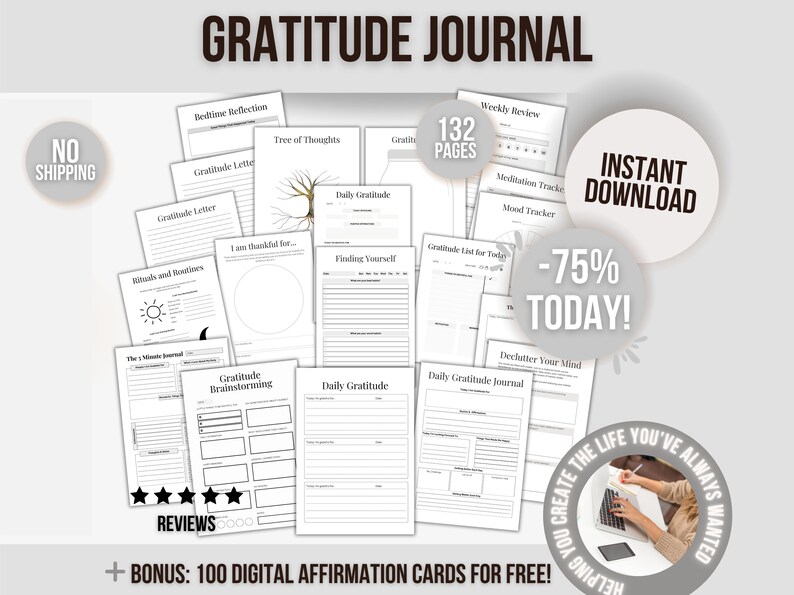Printable Gratitude Journal, Gratitude Journal, Daily Mindfulness ...
