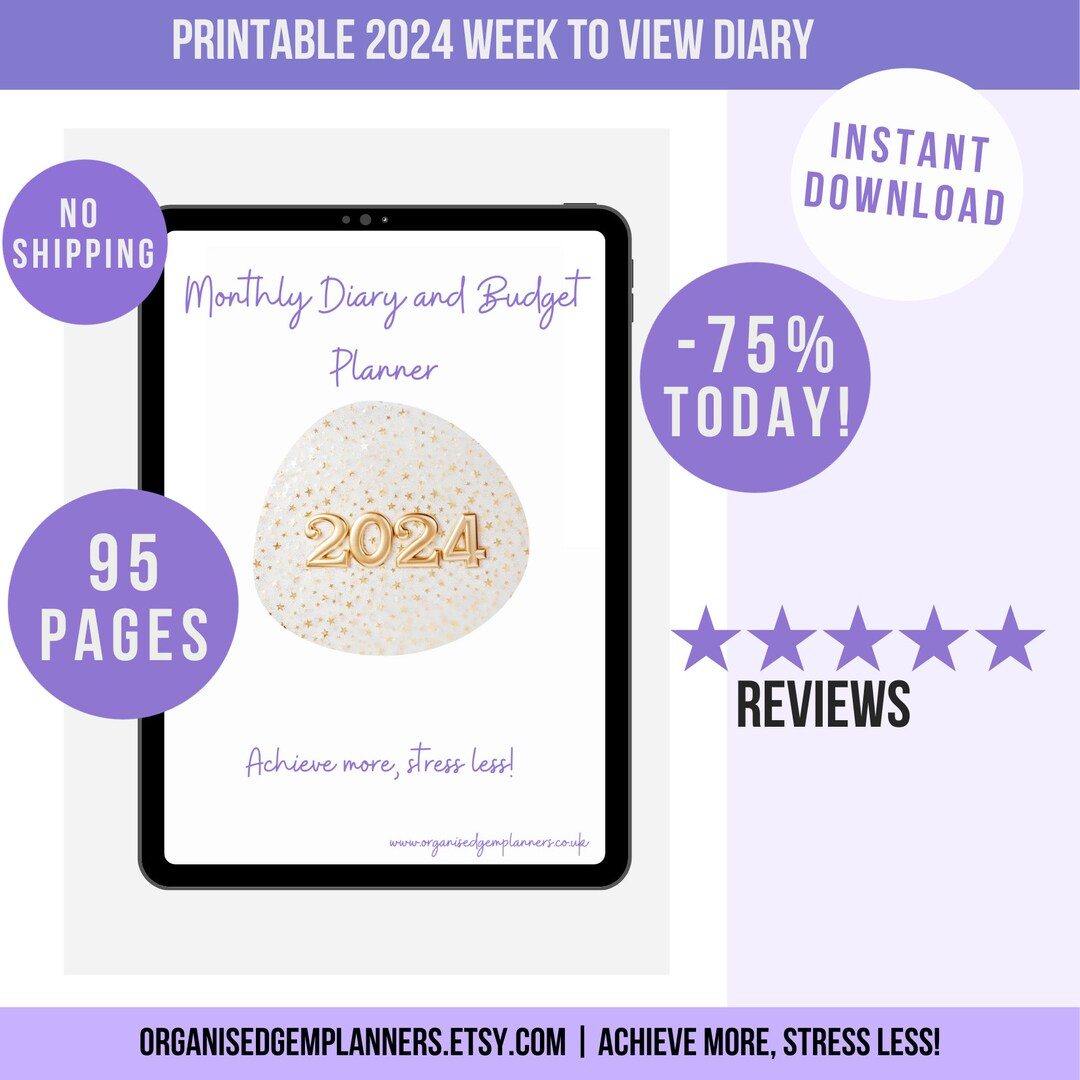 Printable 2024 Diary Printable 2024 Week To View Diary Budget - Etsy ...