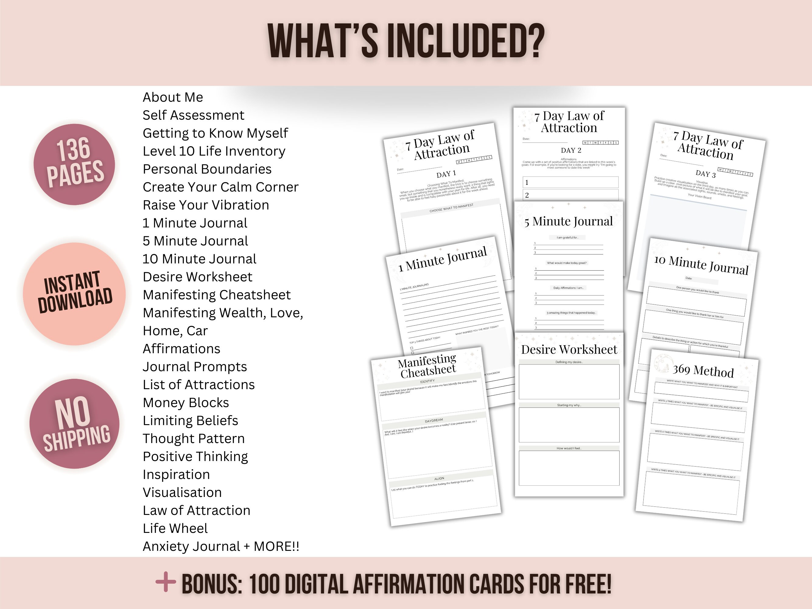 Printable Manifestation Journal Printable Manifestation Workbook, Law ...