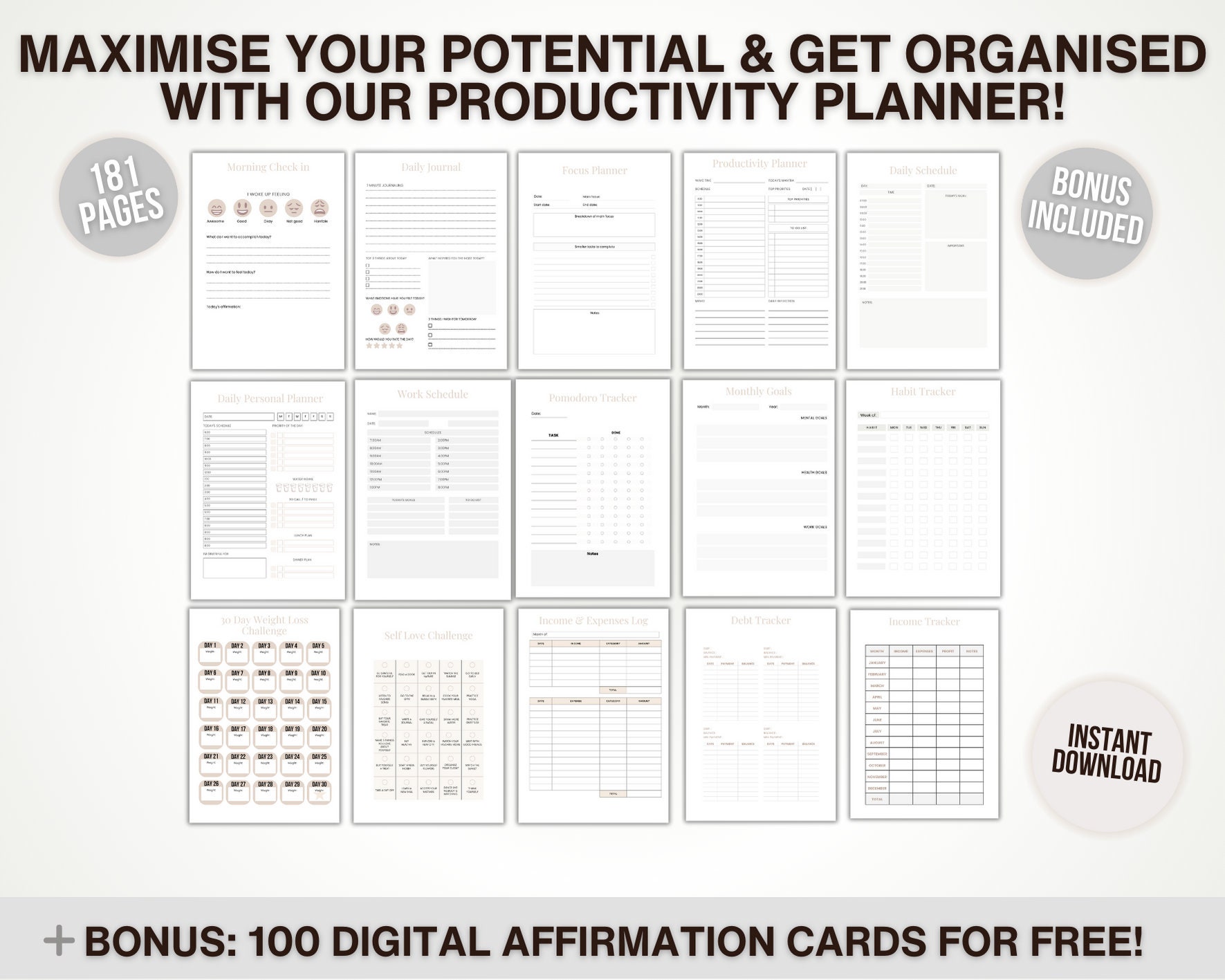 Printable Productivity Planner, Productivity Planner Printable, Time ...