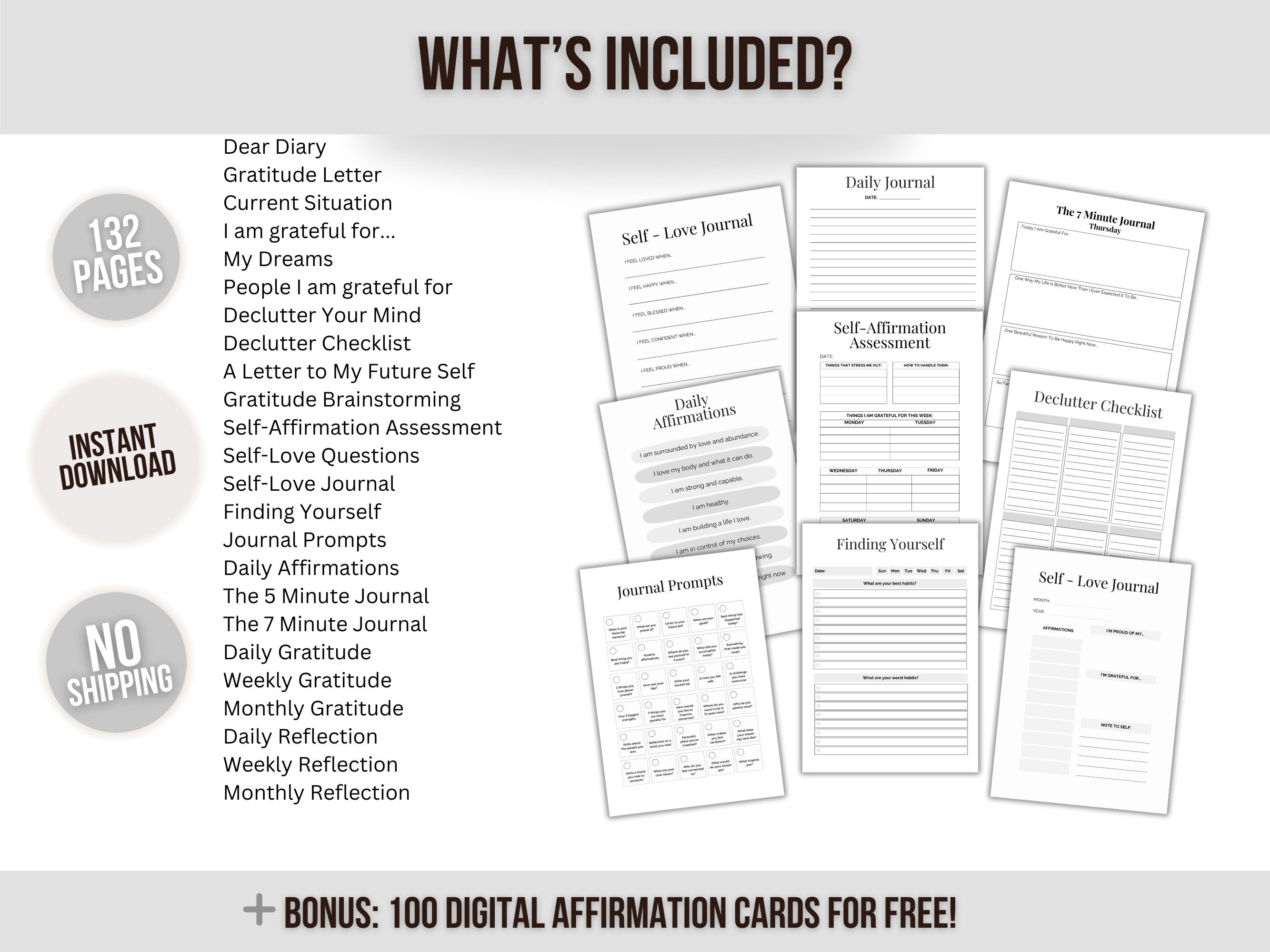 Printable Gratitude Journal, Gratitude Journal, Daily Mindfulness ...