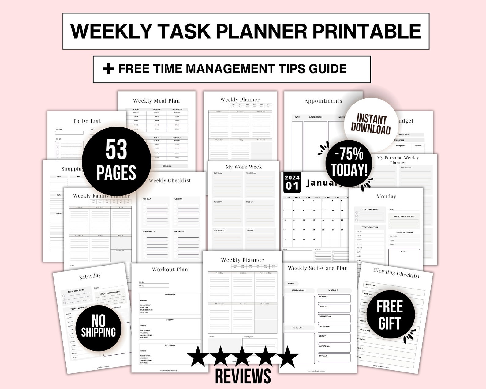 Weekly Task Planner Printable, Task Organiser Printable, Weekly Agenda ...