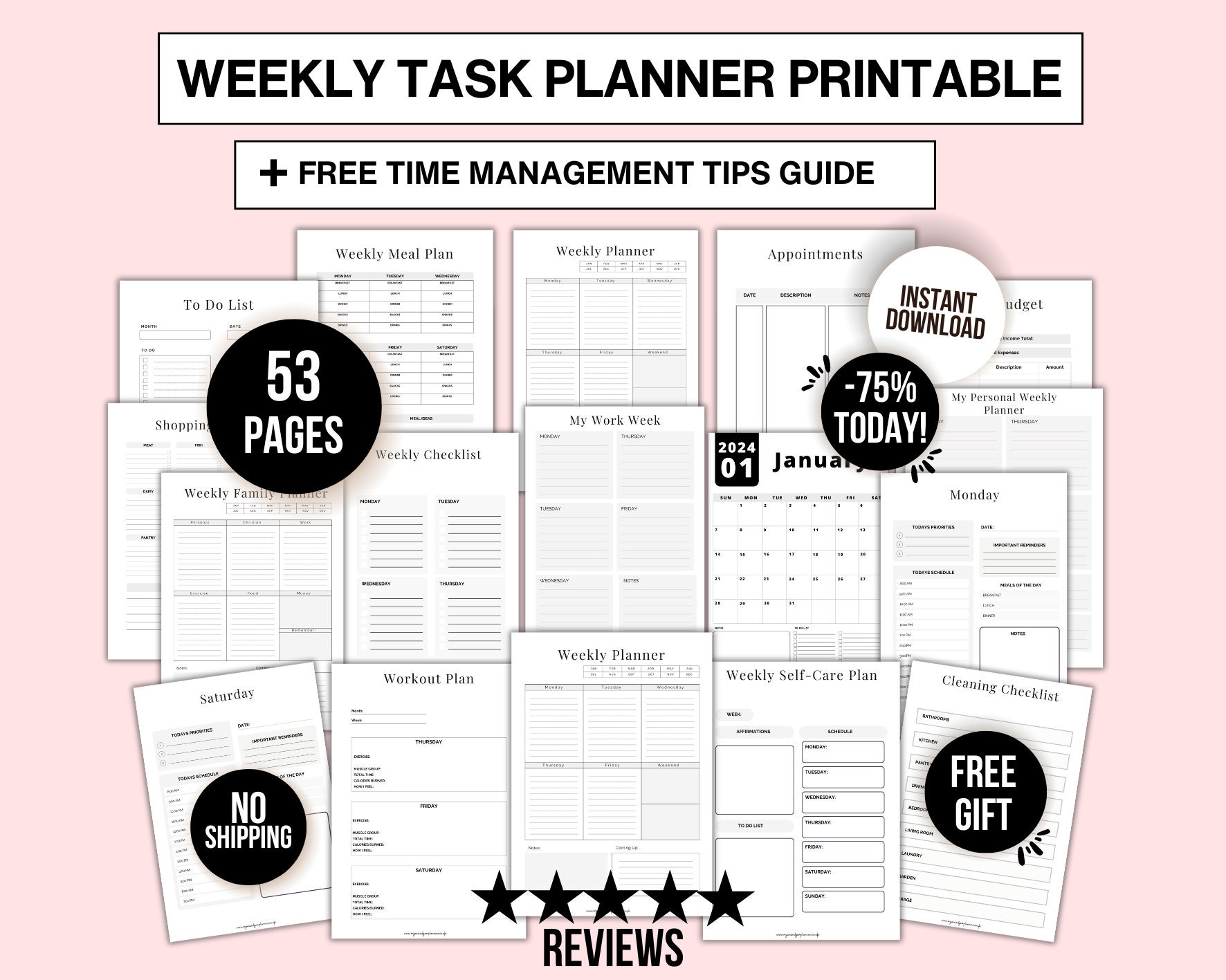 Weekly Task Planner Printable, Task Organiser Printable, Weekly Agenda ...